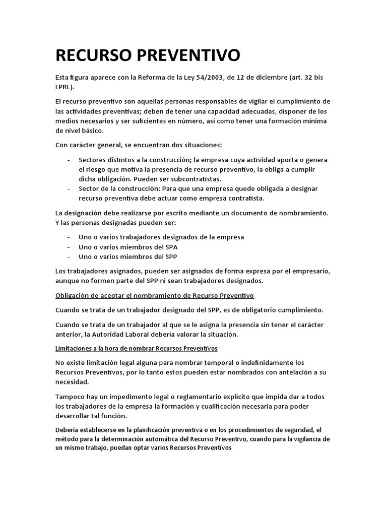 Recurso Preventivo | PDF | Outsourcing