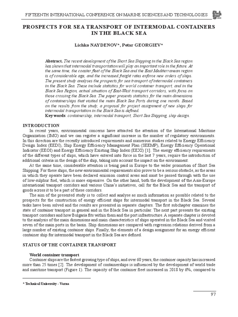 Prospects For Sea Transport of Intermodal Containers in The Black Sea ...