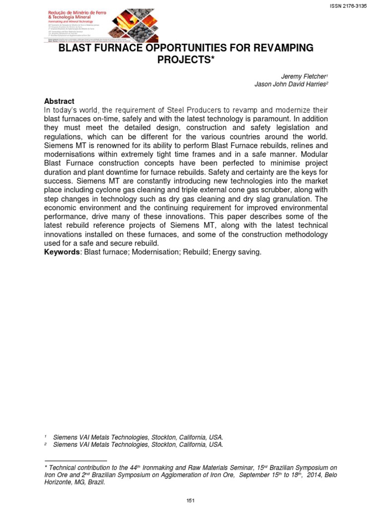 Blast Furnace Opportunities For Revamping Projects | PDF | Blast ...