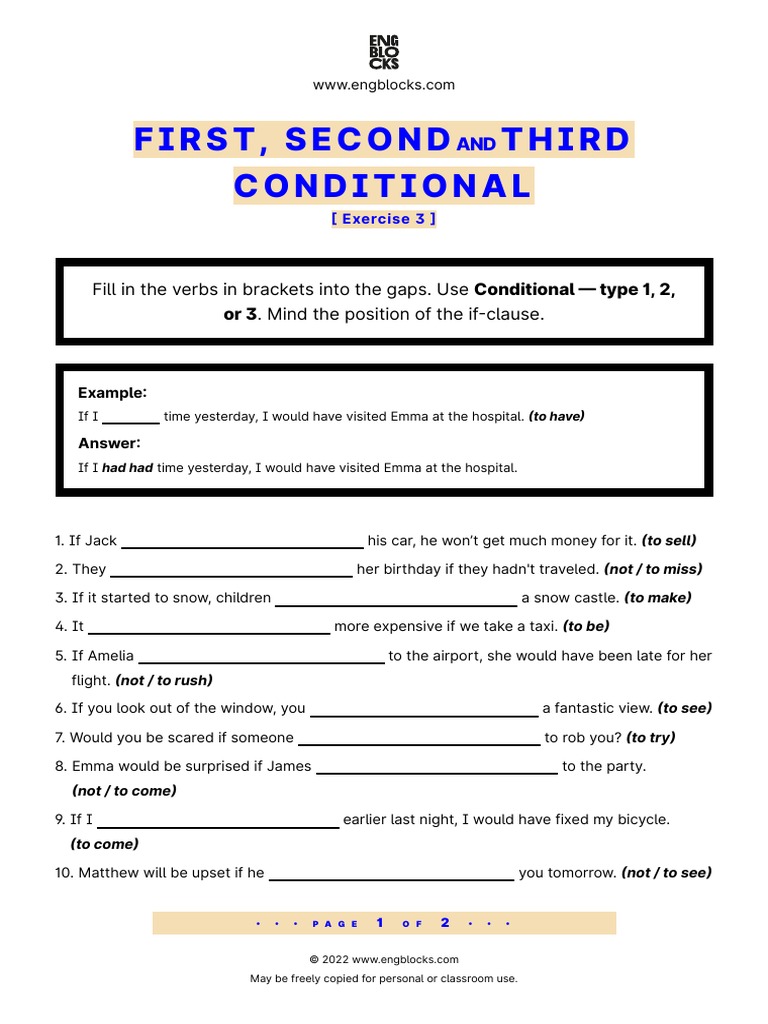 Conditional Sentences Type 1 3 Exercise 3 | PDF Conditional Sentences Type 1 3 Exercise 3 | PDF