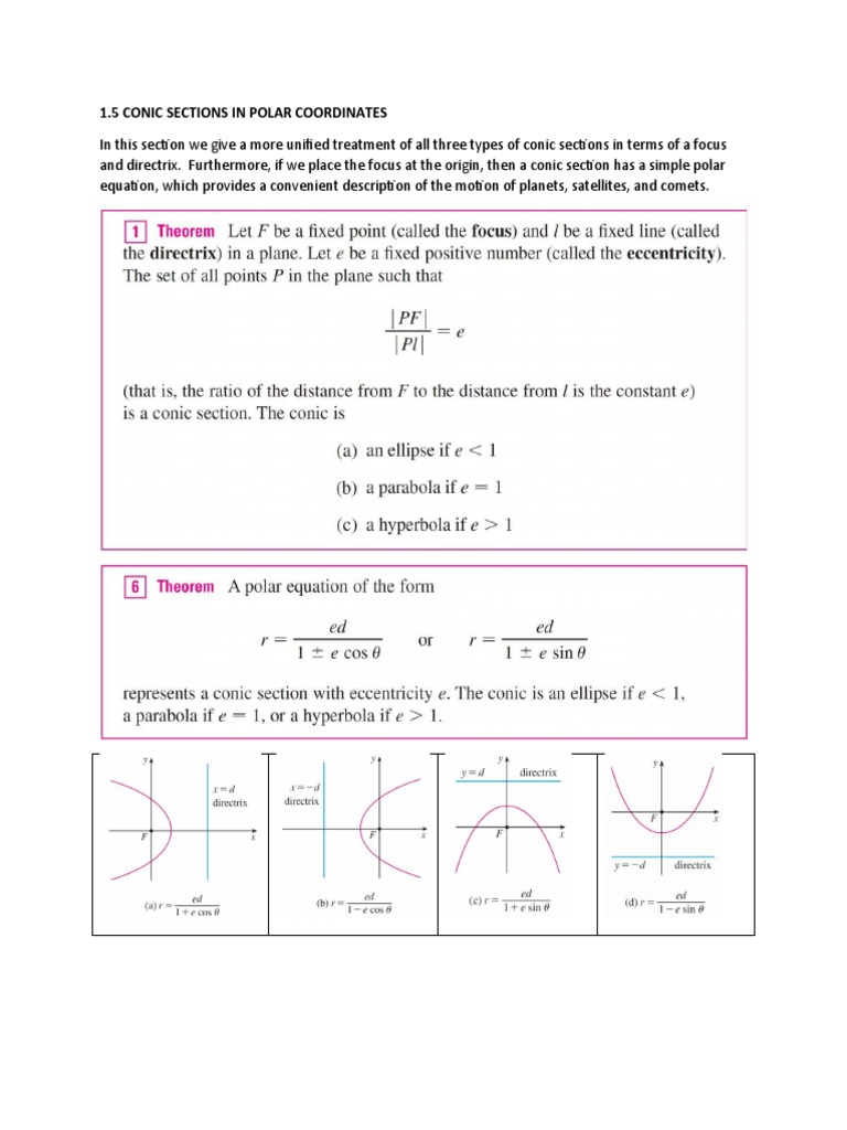 CHAPTER 1.5 Conic in Polar | PDF | Ellipse | Mathematical Physics