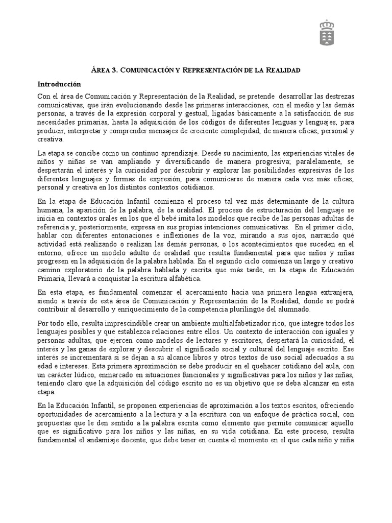 Area 3 Comunicacion y Representacion de La Realidad | PDF | Aquisición de idioma | Aprendizaje