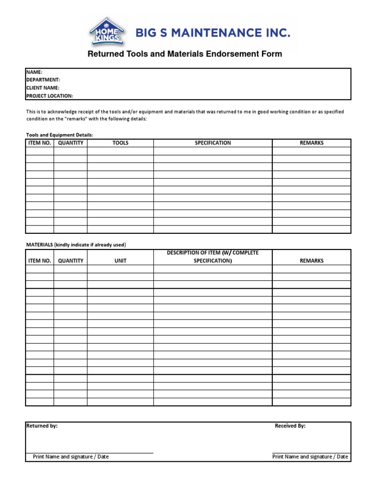 Returned Form | PDF