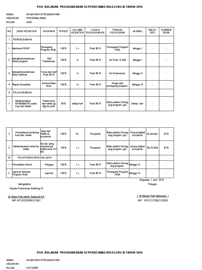 Program Kesehatan Bulanan | PDF