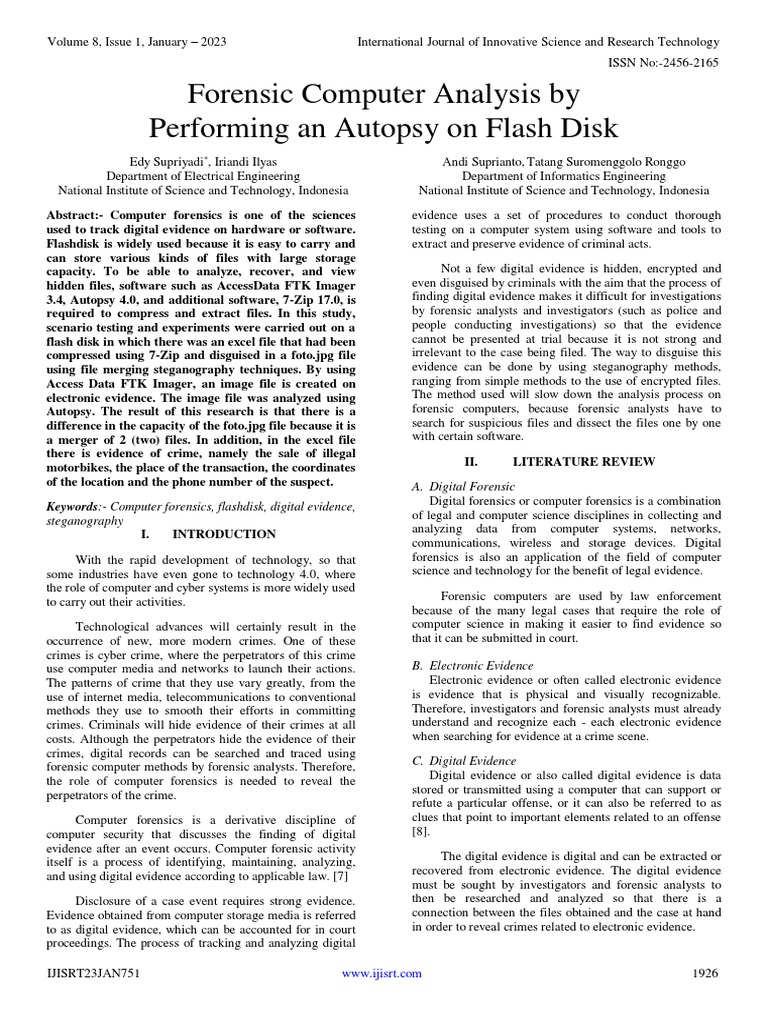 Forensic Computer Analysis by Performing An Autopsy On Flash Disk | PDF ...