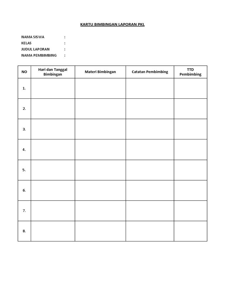 Contoh Catatan Pembimbing PKL | PDF