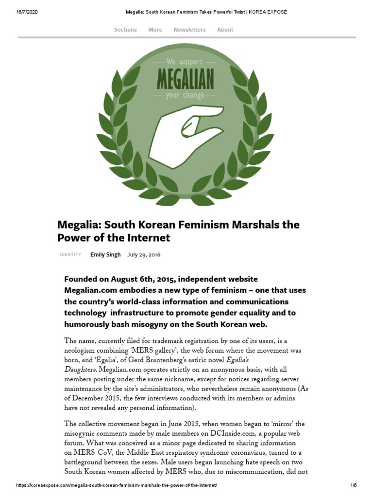 Megalia - South Korean Feminism Takes Powerful Twist - KOREA EXPOSÉ | PDF