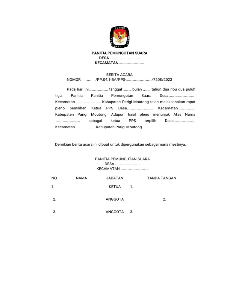 Ba Pemilihan Ketua PPS | PDF