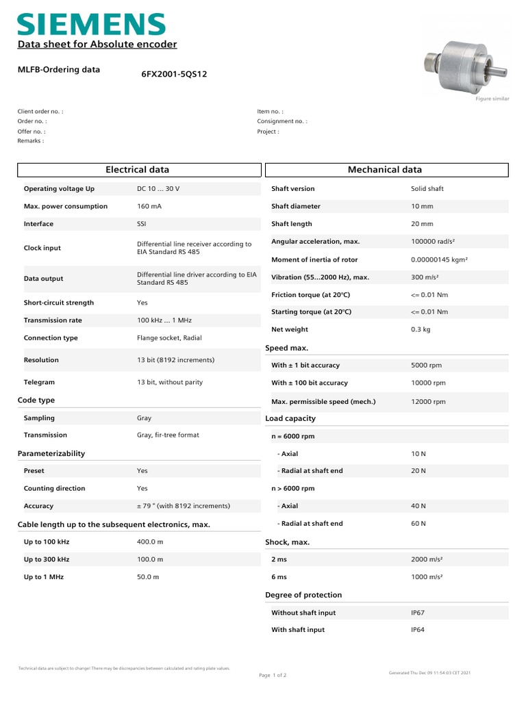 6FX2001-5QS12 Datasheet en | PDF | Electromagnetism | Electrical Engineering