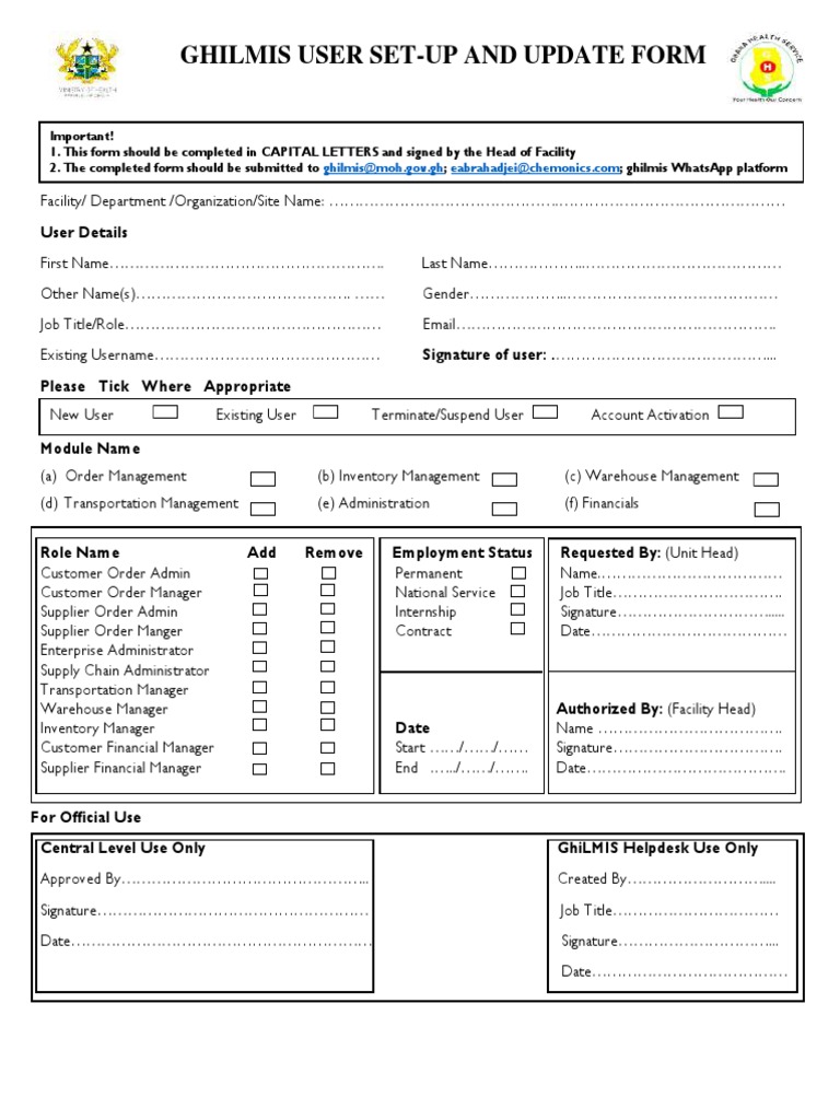 Ghilmis User Setup Form - 10032020 | PDF | Software | Information Technology