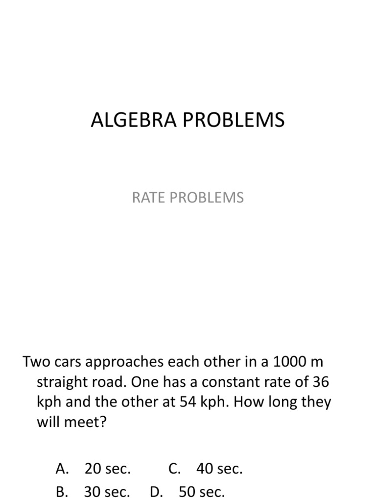 Rate Problems | PDF | Speed | Motion (Physics)