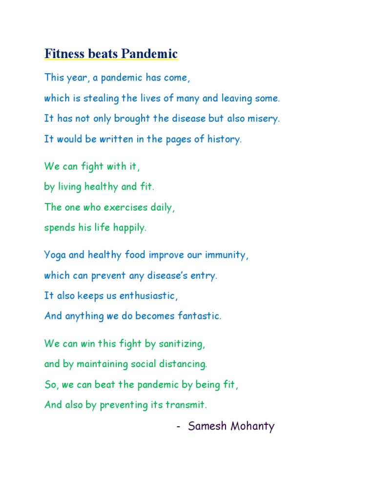 Fitness Beats Pandemic Poem | PDF
