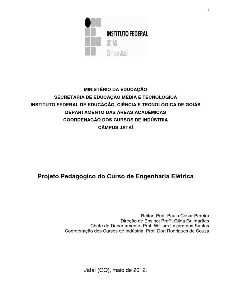 Jataí - Bacharelado em Engenharia Elétrica - PPC | PDF | Engenharia | Aprendizado