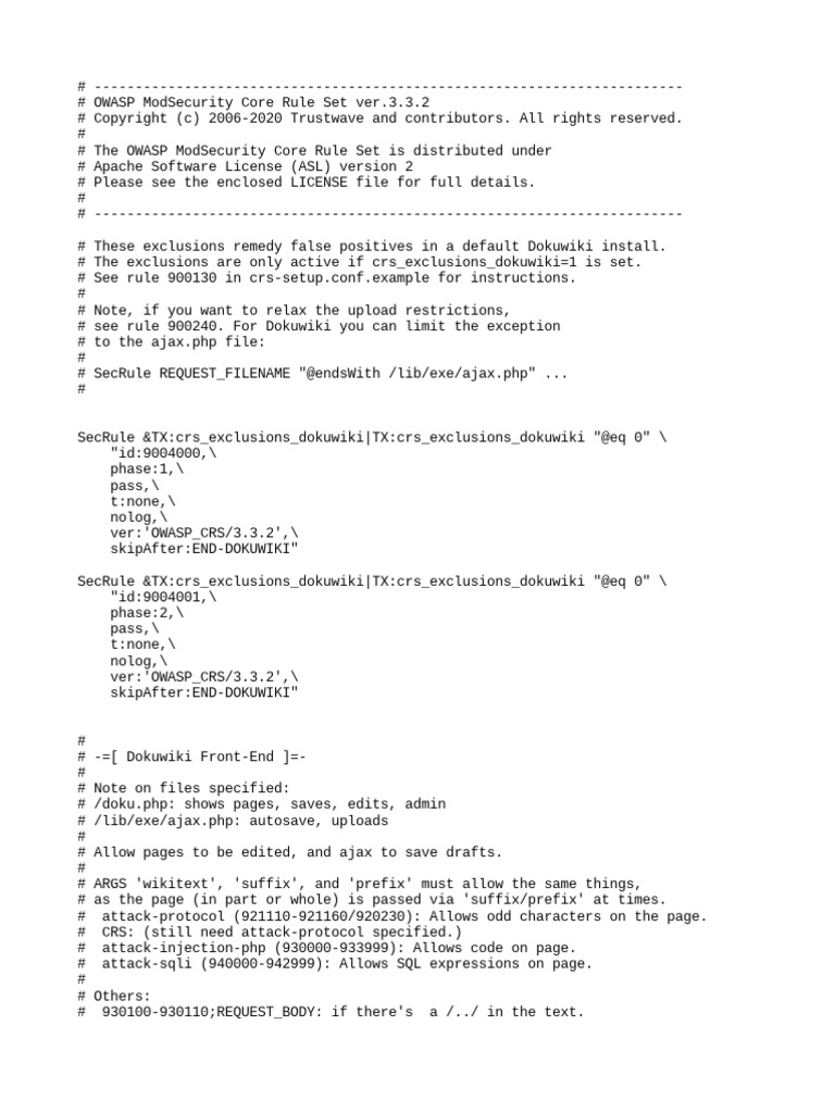 REQUEST 903.9004 DOKUWIKI EXCLUSION RULES - Conf | PDF | Wiki | Computing