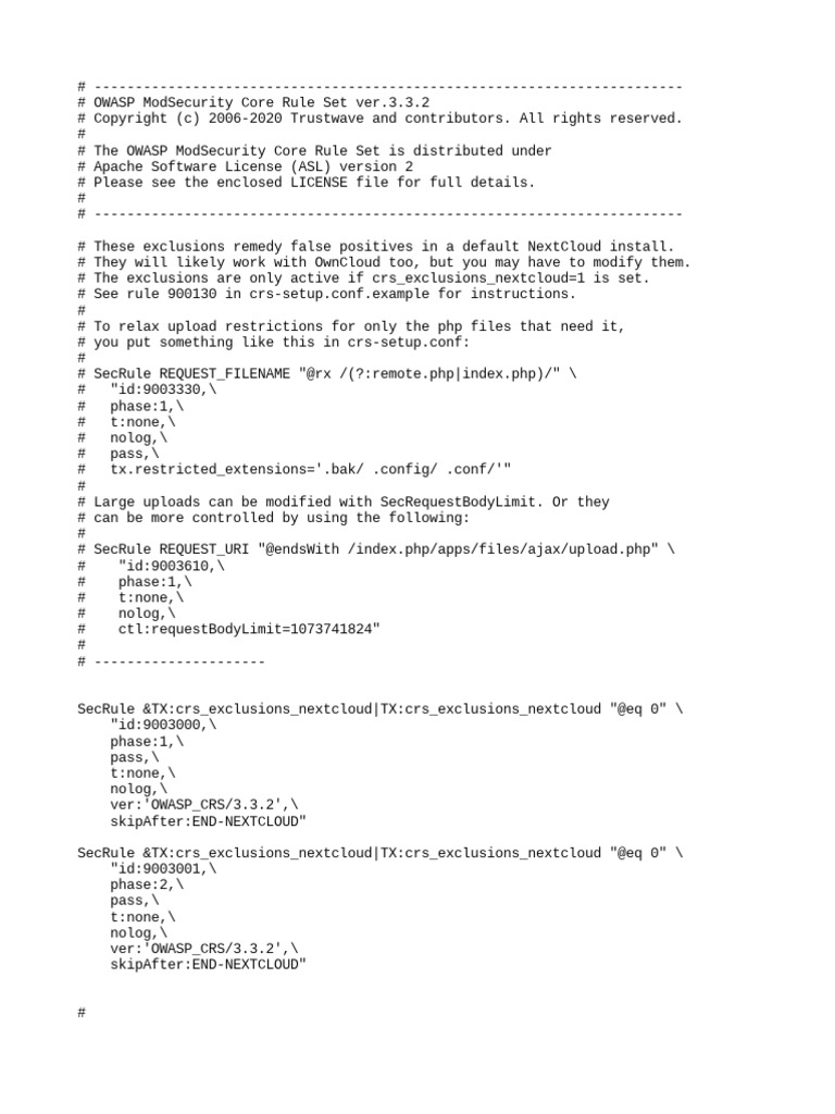 REQUEST 903.9003 NEXTCLOUD EXCLUSION RULES - Conf | PDF