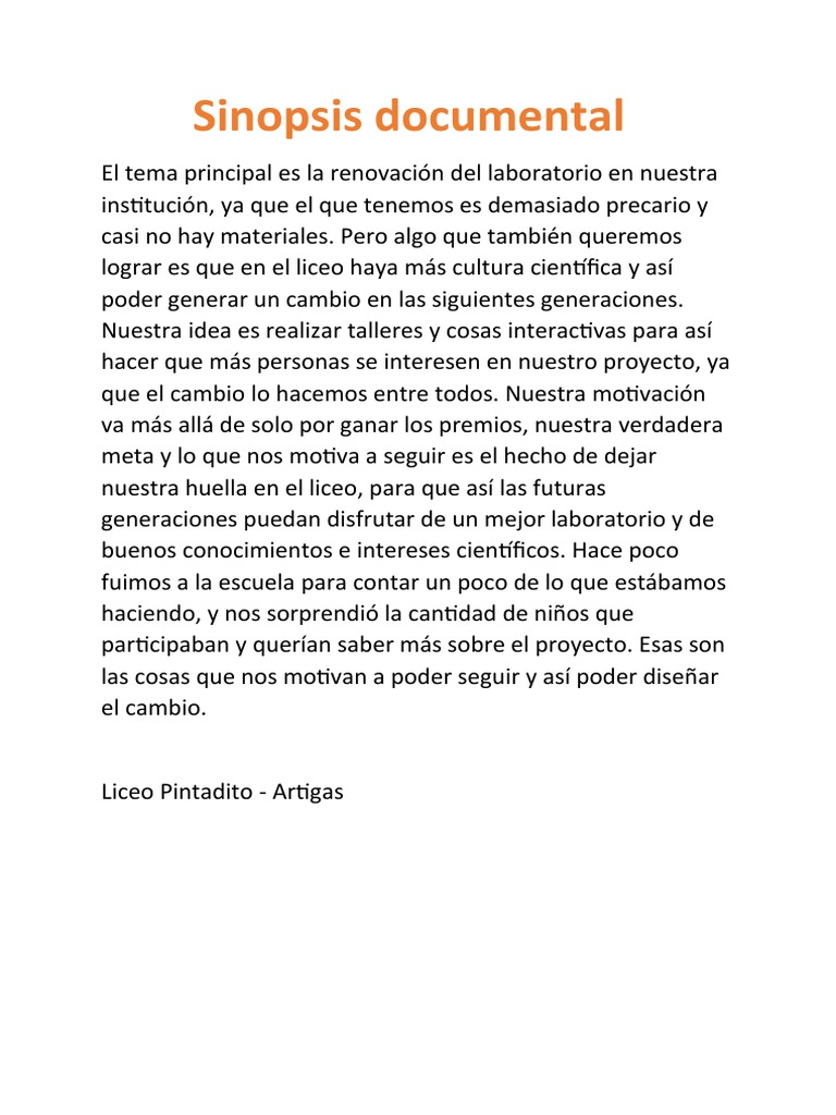 Sinopsis Documental | PDF | Arte