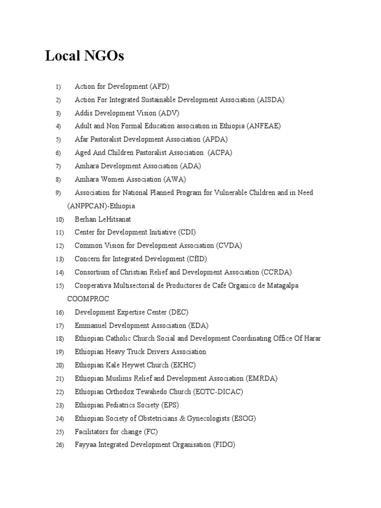 Local NGOs | PDF | Ethiopia