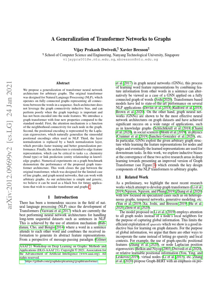 A Generalization Of Transformer Networks To Graphs Pdf Eigenvalues And Eigenvectors