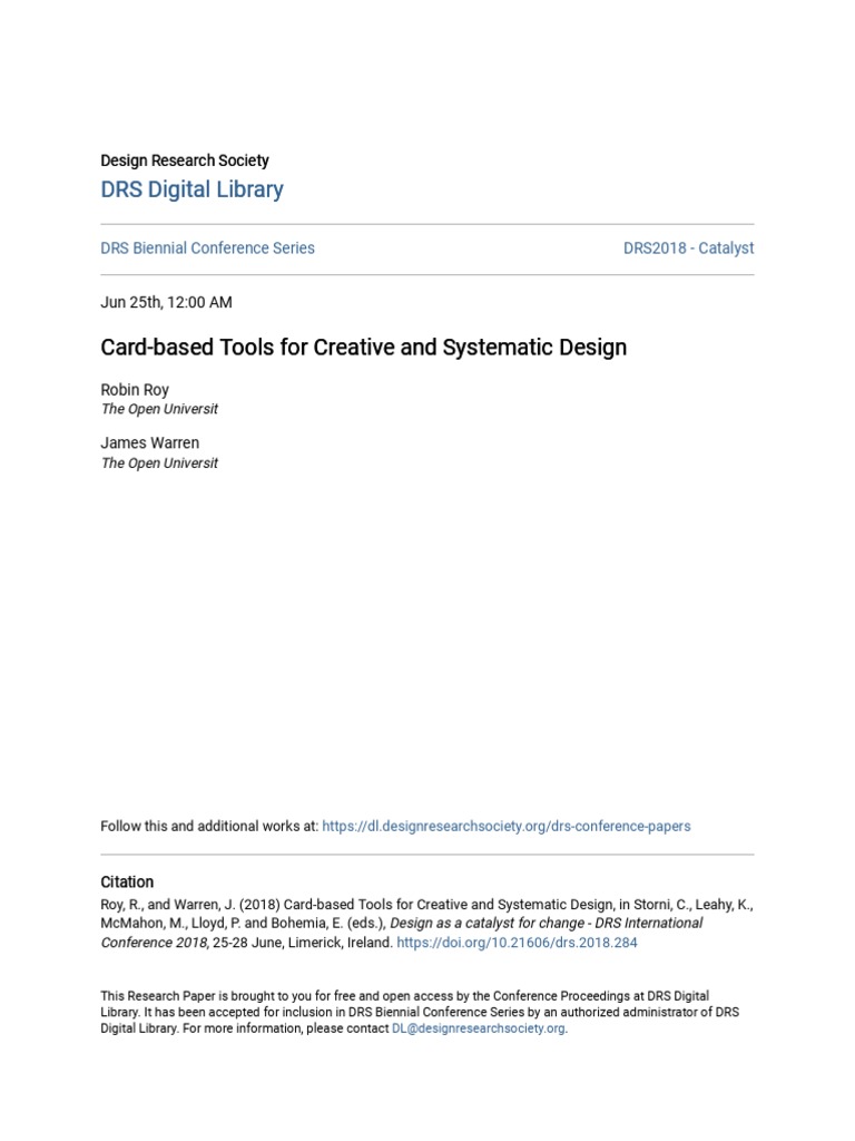 Card-Based Tools For Creative and Systematic Design | PDF | User ...