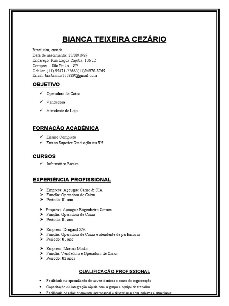CV - Bianca Cezário 2 | PDF