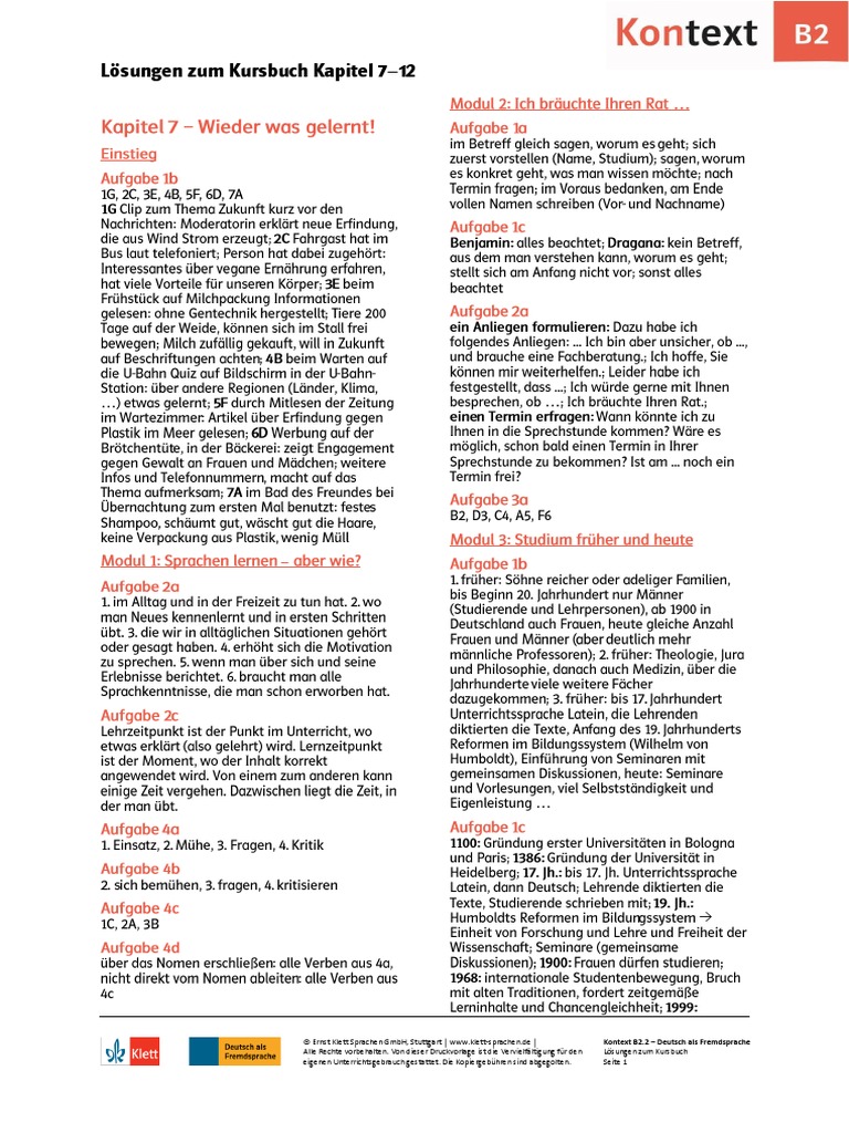 Kontext B2.2 Online – Einstufungstest Kontext B2 – GFJB