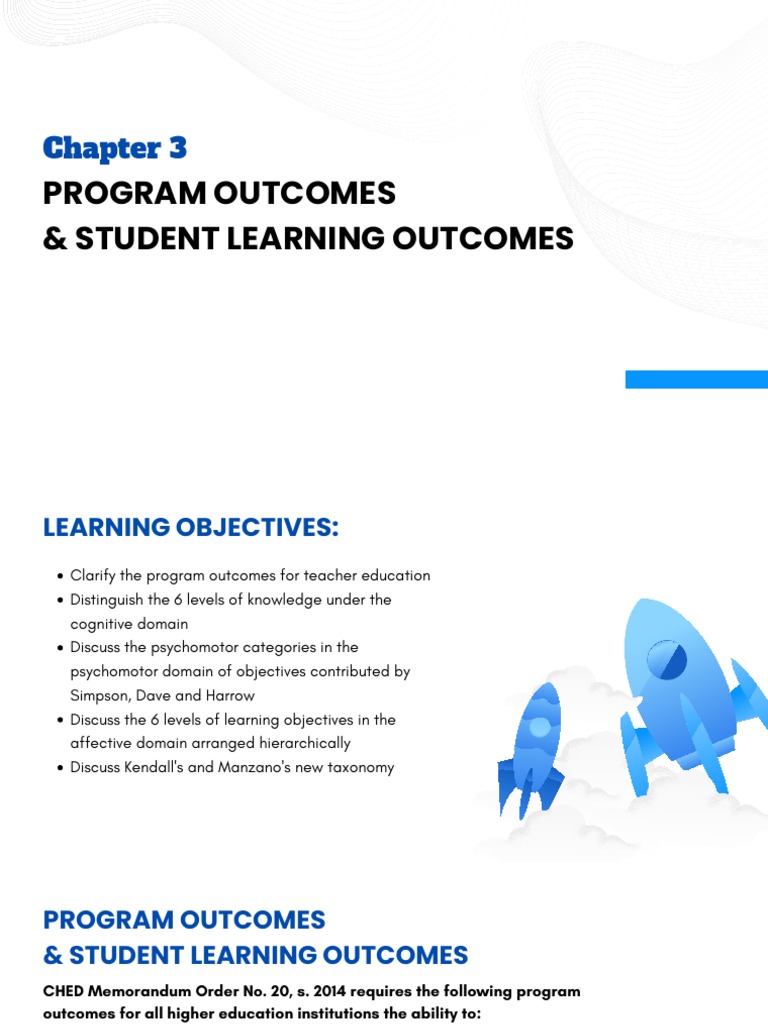 Program Outcomes & Student Learning Outcomes | PDF | Learning | Knowledge