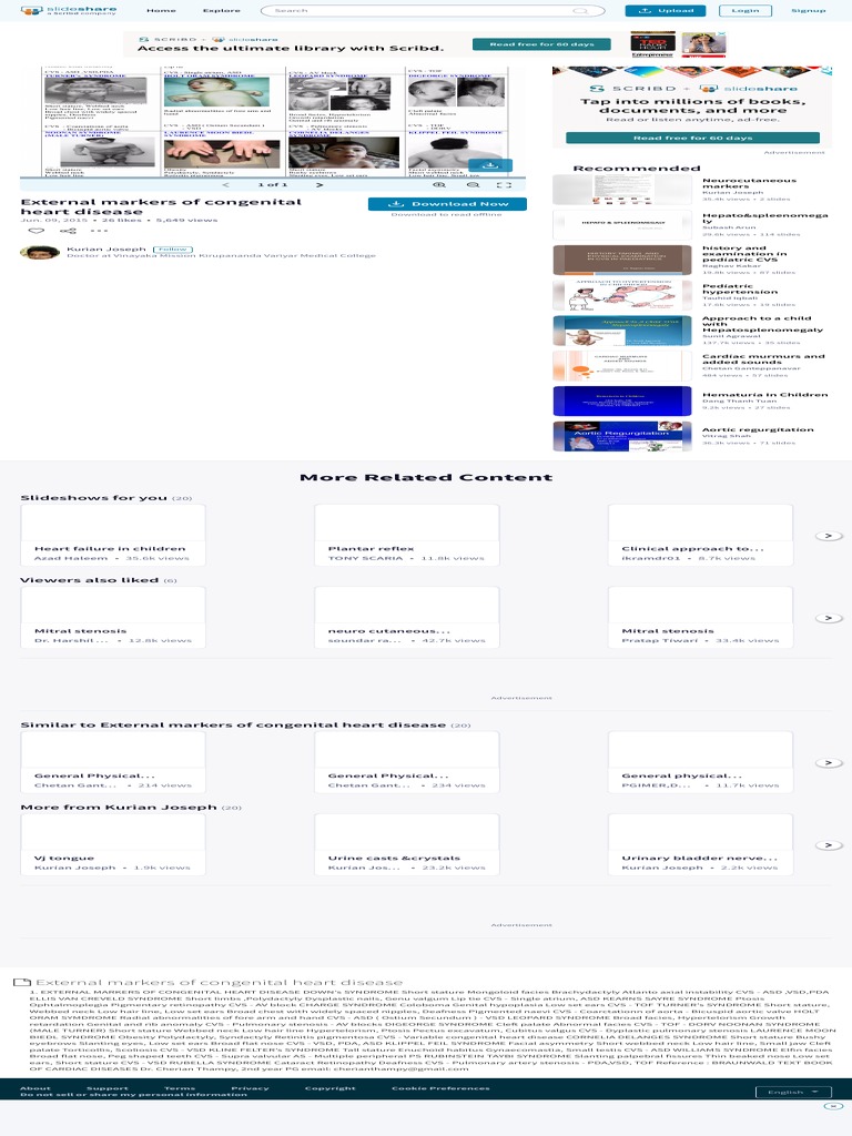 External Markers of Congenital Heart Disease | PDF | Congenital Heart ...