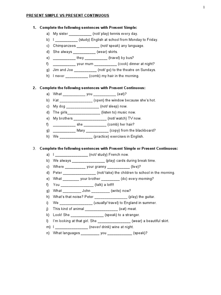 Present Simple and Continuous | PDF