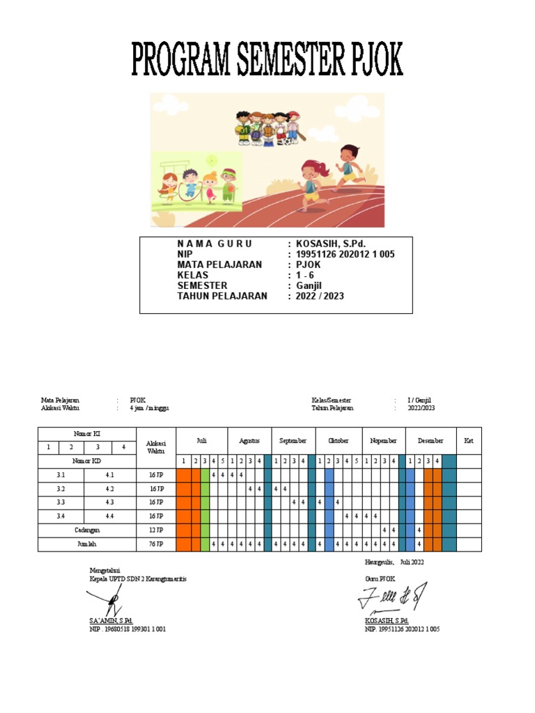 Program Semester PJOK Ganjil 2022 2023 | PDF
