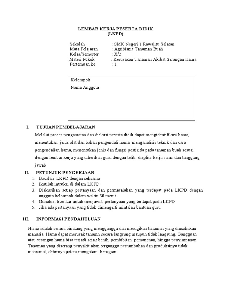 LKPD Agribisnis Hama Tanaman | PDF
