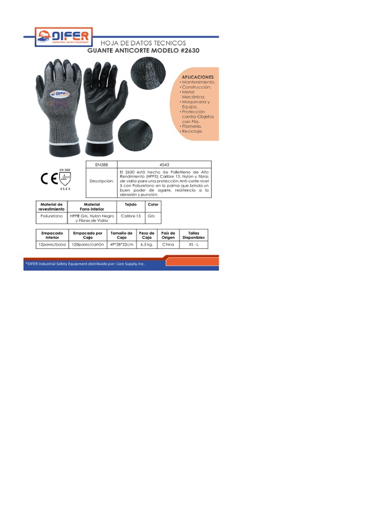 FICHA TECNICA GUANTE ANTICORTE 2630.pdf - DocDroid | PDF FICHA TECNICA GUANTE ANTICORTE 2630.pdf - DocDroid | PDF