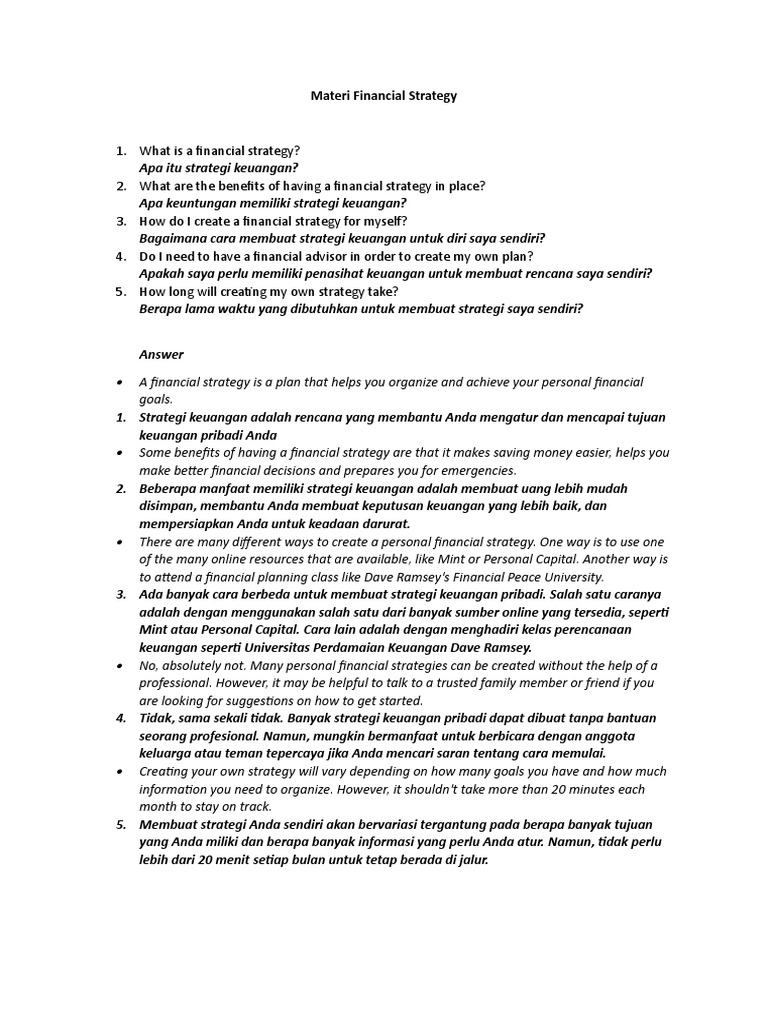 Materi Financial Strategy | PDF