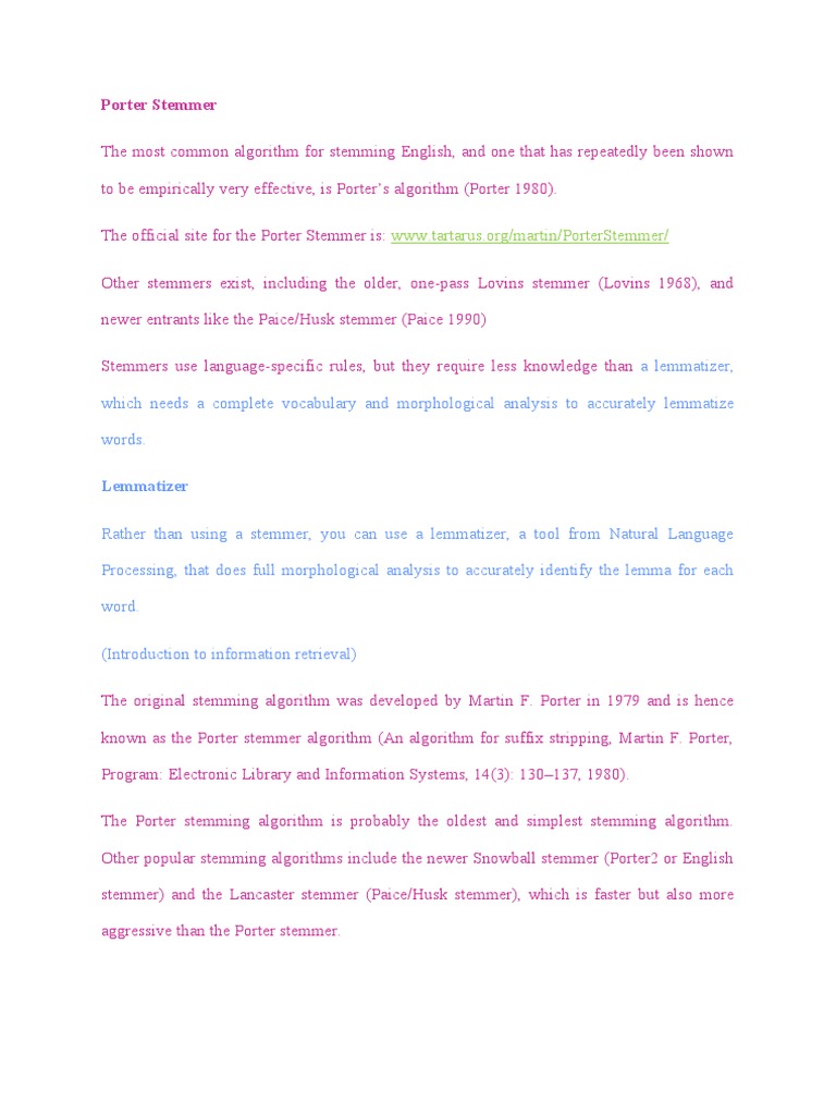 Stemming and Lemmatizing in Action (Sources) | PDF | Parsing | Cognitive Science