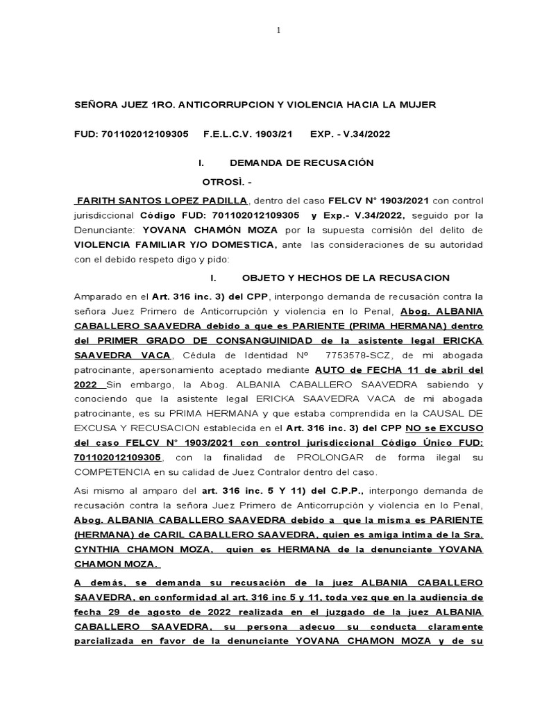 Modelo de Demanda de Recusacion | PDF | Instituciones gubernamentales | Gobierno