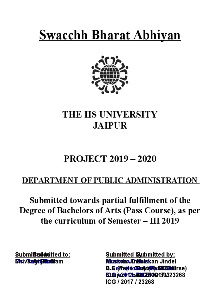 Swacchh Bharat Abhiyan Project Report | PDF