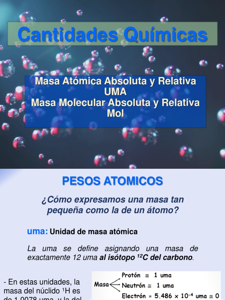 Masa Atómica Absoluta y Cantidades Químicas | PDF | Mole (Unidad ...