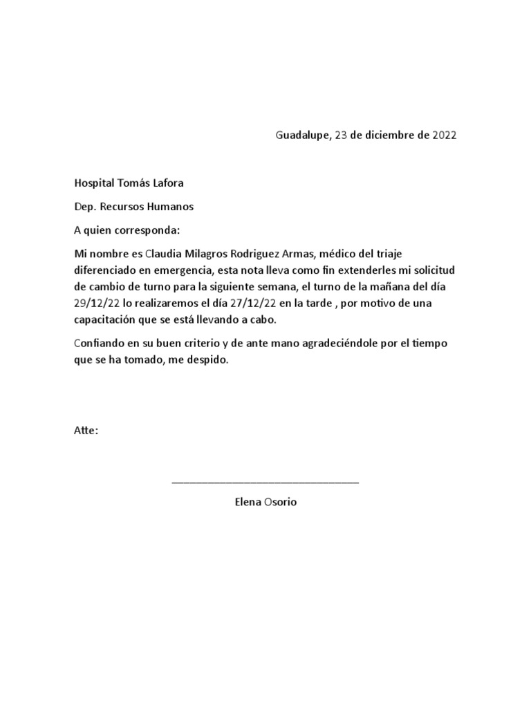 Ejemplo De Carta Para Solicitar Cambio De Turno Escolar Unamed ... Ejemplo De Carta Para Solicitar Cambio De Turno Escolar Unamed ...