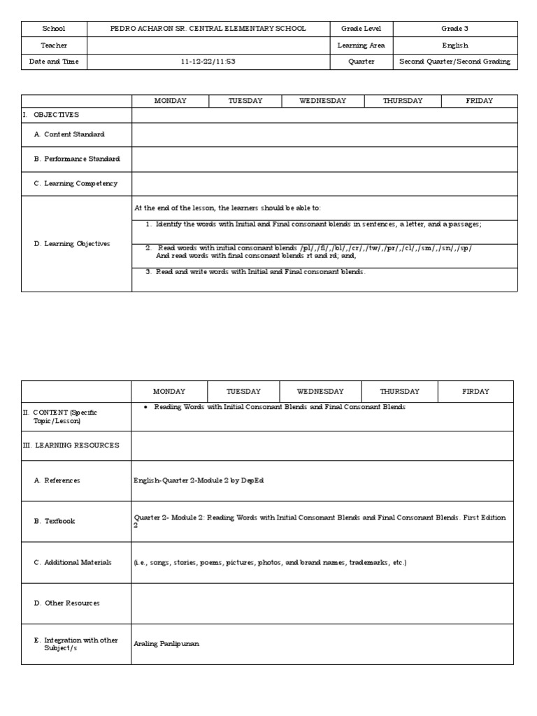Lesson Planning - English | PDF | Teachers | Learning