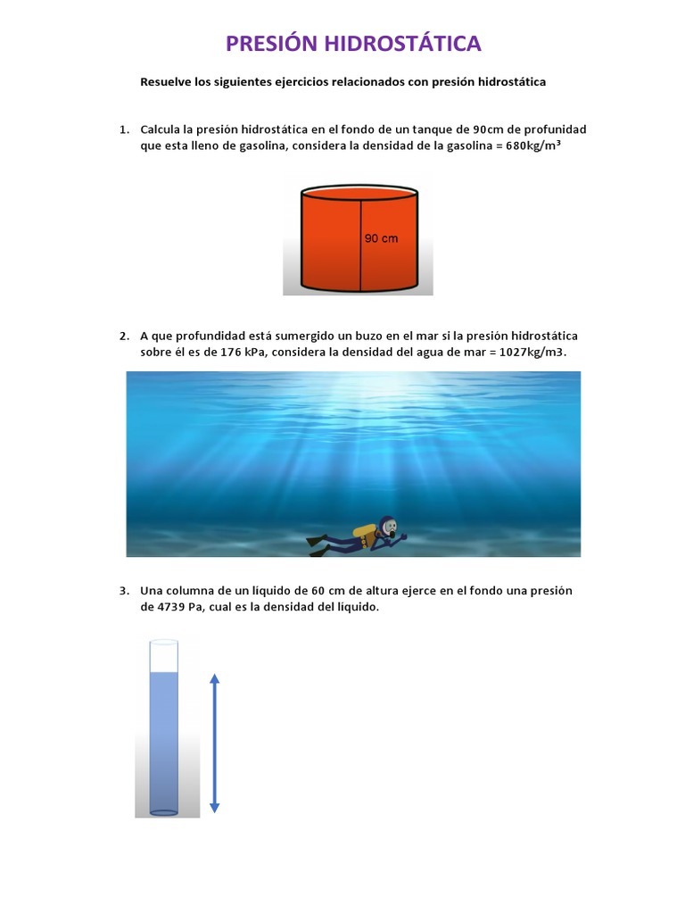 Ejercicios de presión hidrostática | PDF | Hogar, jardinería y ...