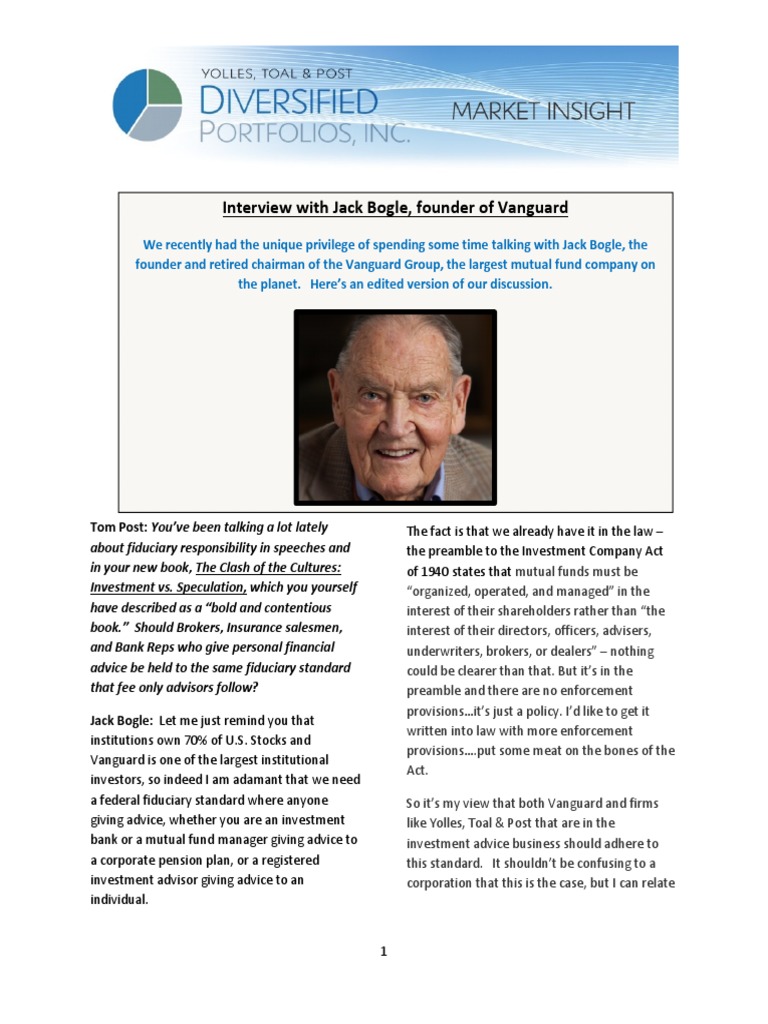 Bogle Interview | PDF | The Vanguard Group | Investments & Securities