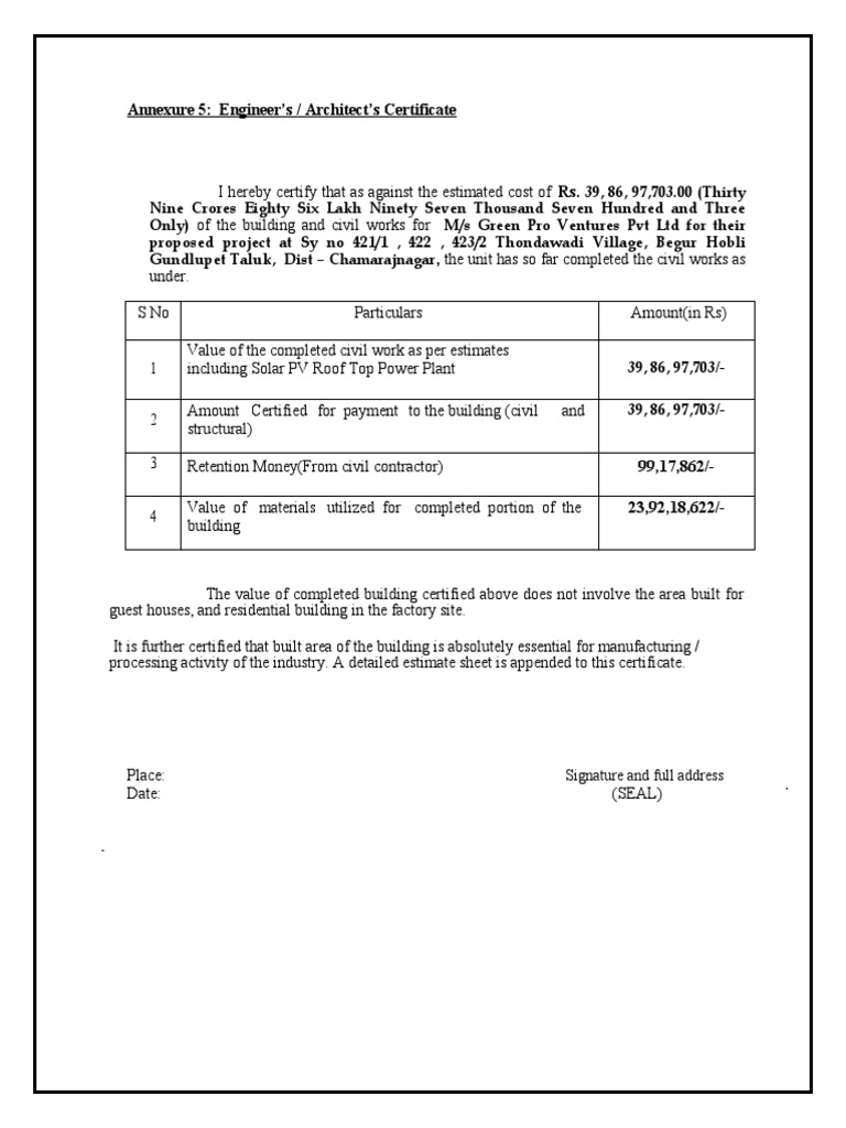 Annexure 5 For Engineer Signature | PDF