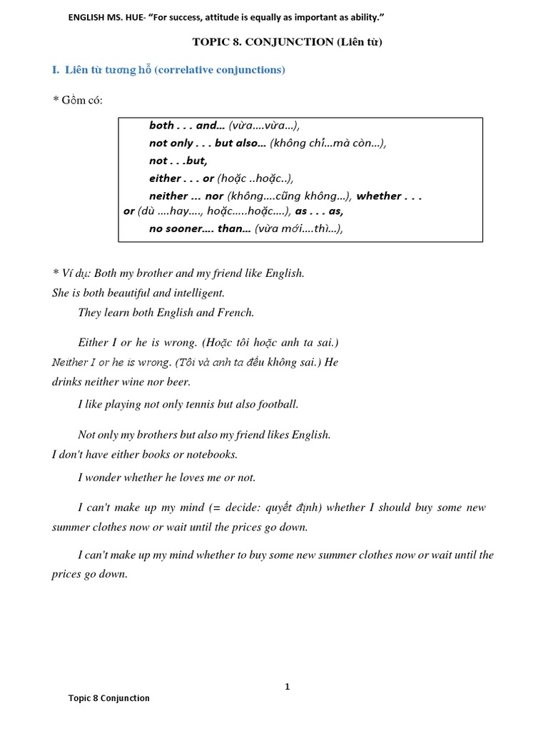 Examples of Conjunctions in English | PDF