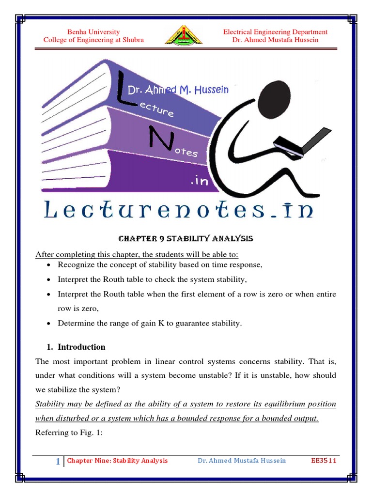 Stability Analysis for EE Students | PDF | Stability Theory | Control ...