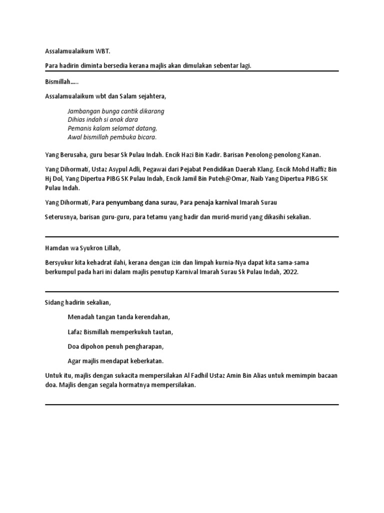 Skrip Konsert Simfoni Dan Majlis Penutup | PDF