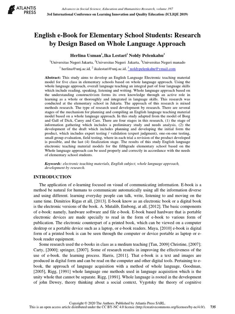 English Ebook For Elementary School Students: Research by Design Based ...