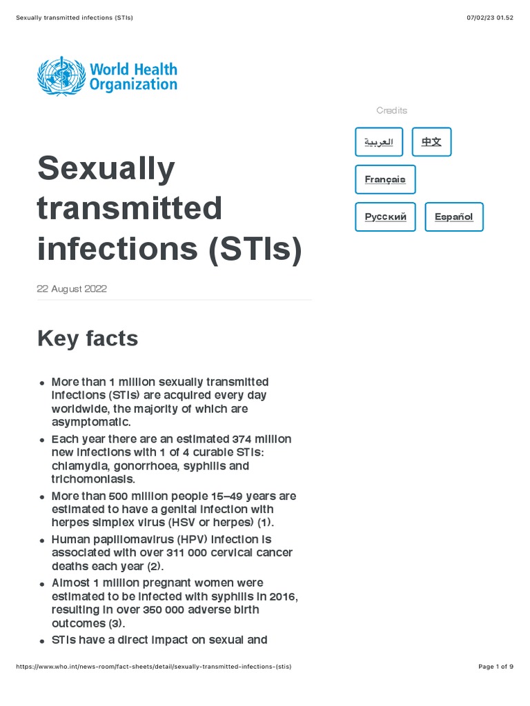 Sexually Transmitted Infections (STIs) | PDF | Sexually Transmitted ...