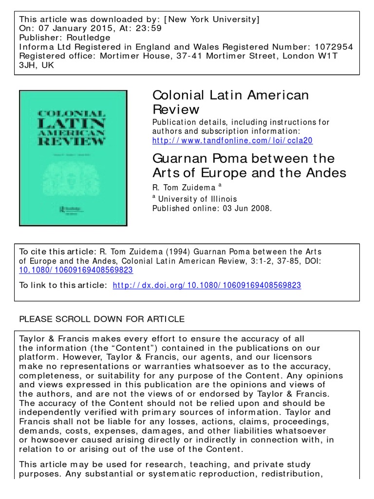 ZUIDEMA. Guaman Poma Between The Arts of Europe and The Andes | PDF ...
