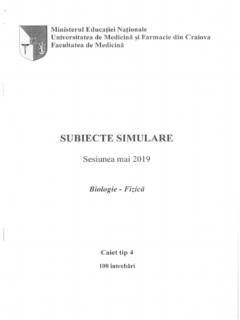 UMF Craiova Simulare 2019 | PDF