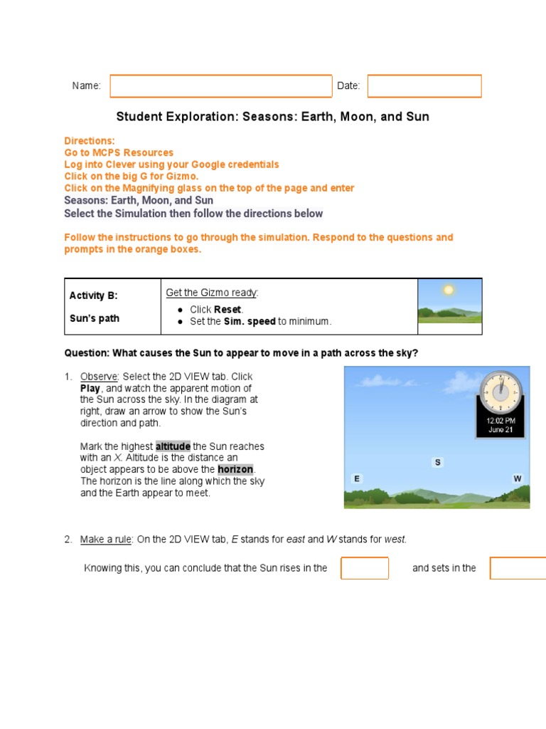 Danniel Martinez Gonzalez - Gizmo: Seasons: Earth, Moon and Sun ...