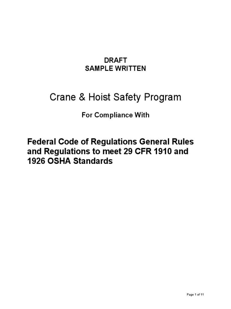 Crane Hoist Safety Program | Download Free PDF | Occupational Safety ...